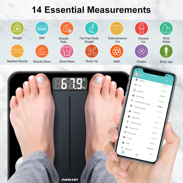 INSMART 14in1 Bluetooth BMI Weight Scale Penimbang Berat Badan Smart W